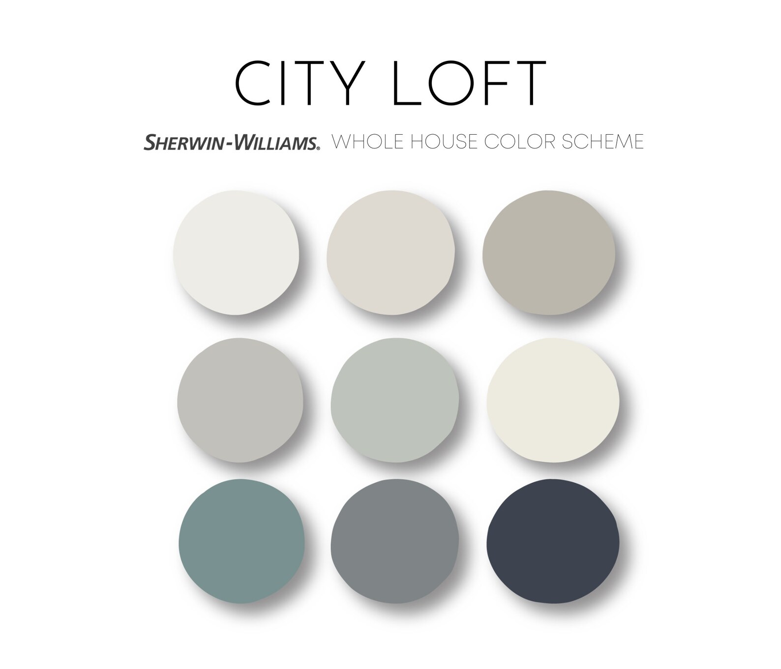 City Loft Sherwin Williams Paint Palette Modern Neutral - Etsy