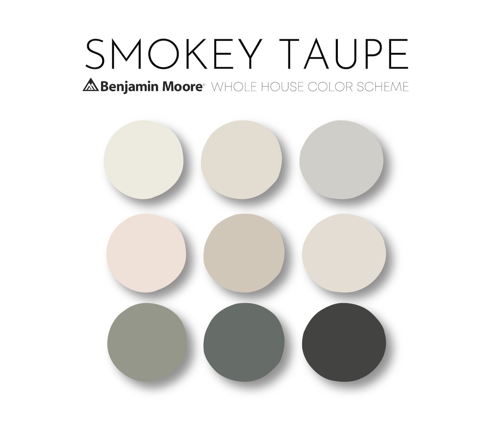Smokey Taupe Benjamin Moore Paint Palette Soft Neutral Paint - Etsy