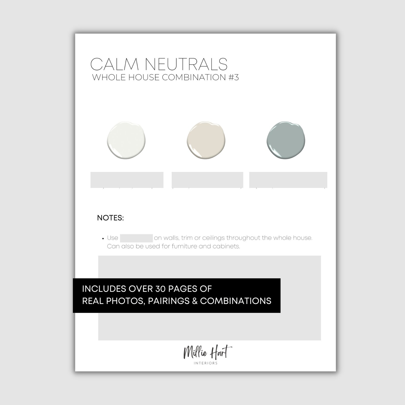Calm Neutrals Benjamin Moore Paint Palette Modern Neutral - Etsy