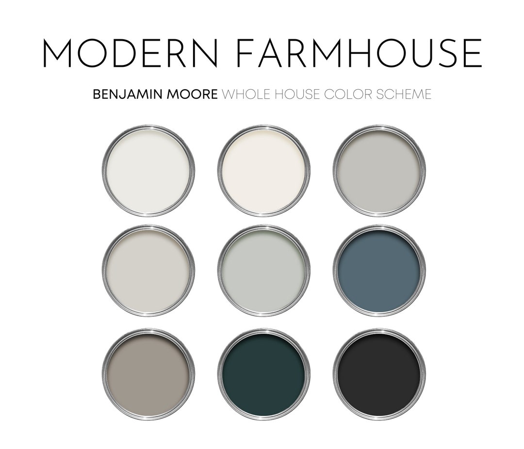 Modern Farmhouse Benjamin Moore Paint Palette, Modern Neutral Interior ...