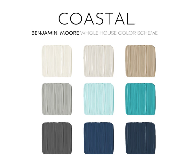Coastal Benjamin Moore Paint Palette Modern Coastal Colors - Etsy