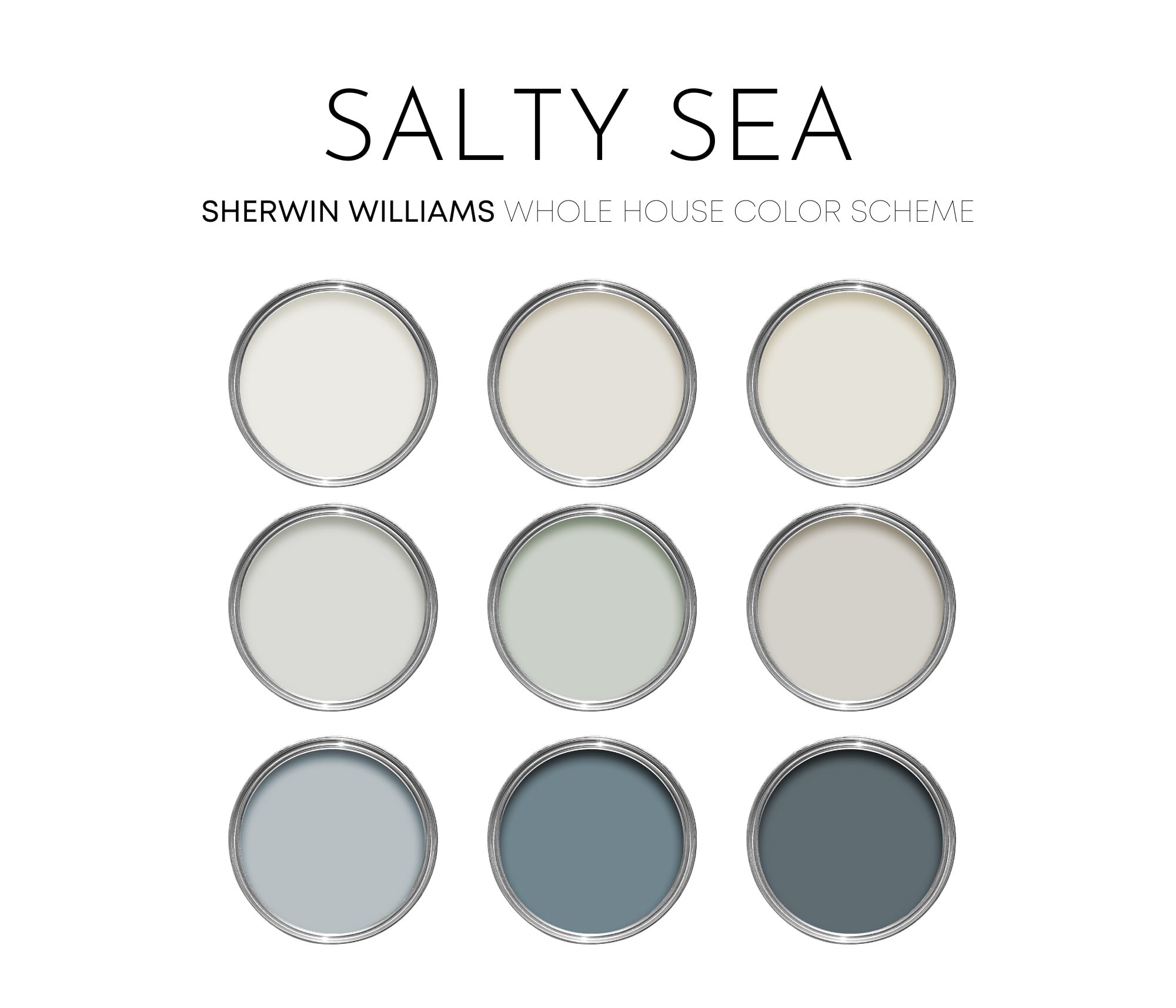 Salty Sea Sherwin Williams Paint Palette Modern Coastal Interior Paint ...