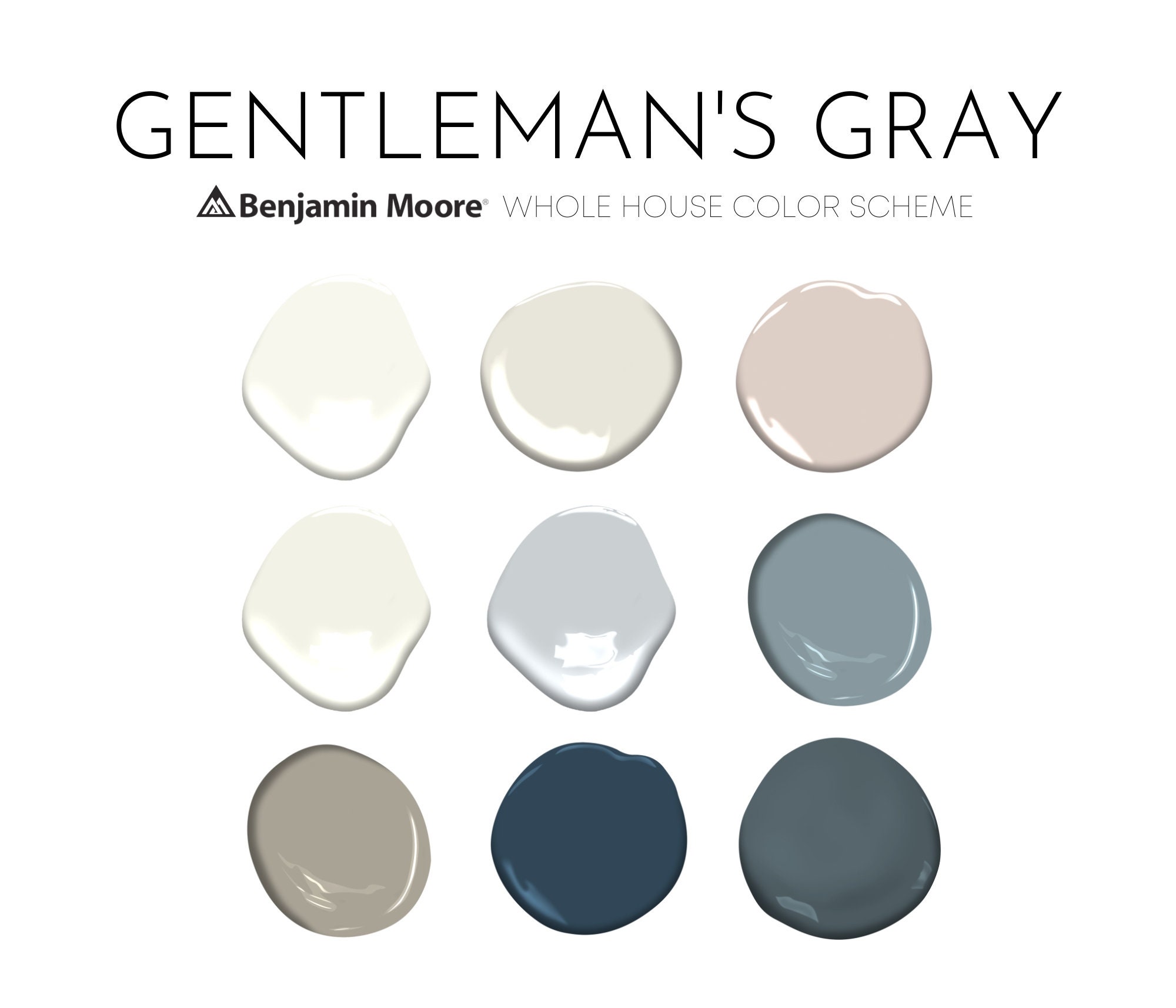 Gentleman's Gray Benjamin Moore Paint Palette Modern - Etsy