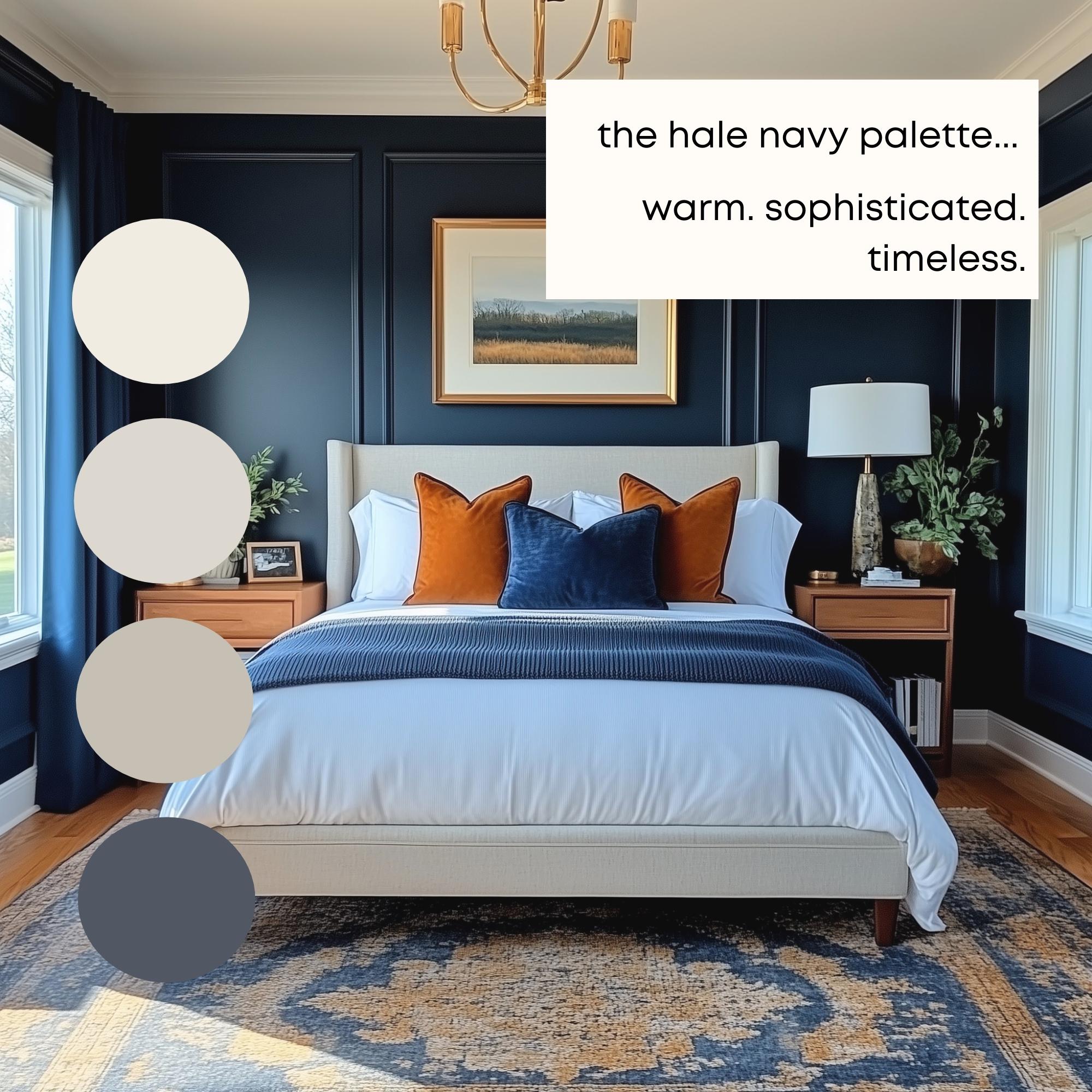 Hale Navy Benjamin Moore Paint Palette, Neutral Lake House Interior ...