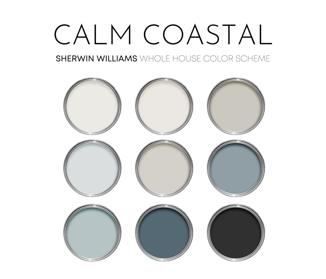 Calm Coastal Sherwin Williams Paint Palette, Modern Neutral Interior ...