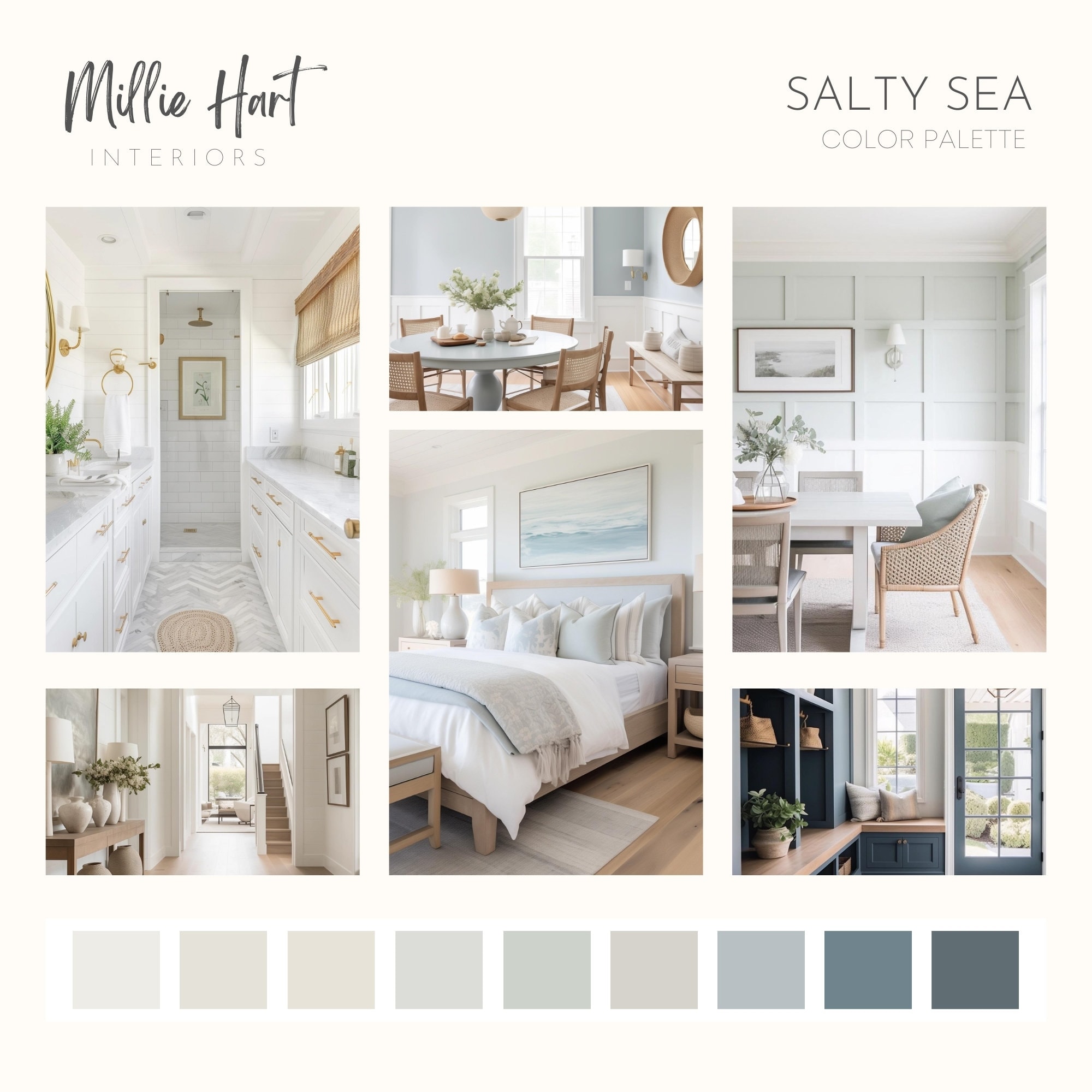 Salty Sea Sherwin Williams Paint Palette Modern Coastal Interior Paint ...
