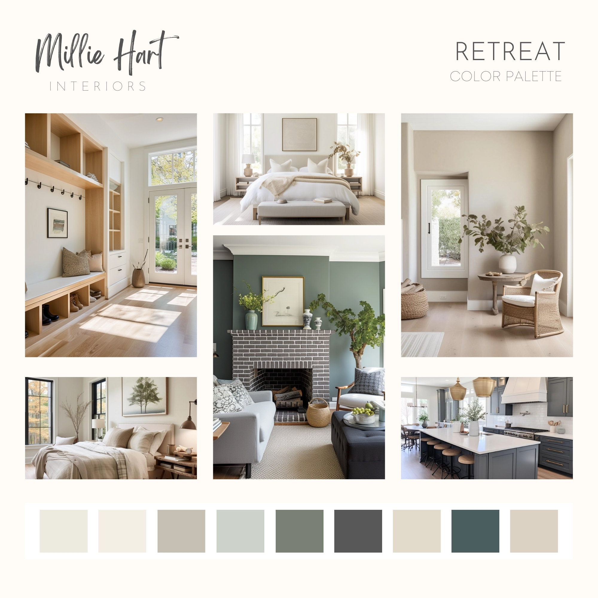 Retreat Sherwin Williams Paint Palette, Modern Neutrals, Calm Cozy ...