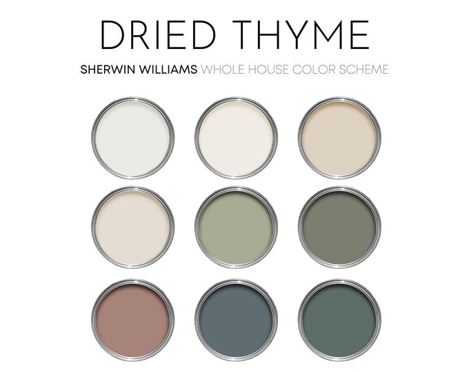 Sherwin Williams DRIED THYME Color Palette, Dried Thyme Complementary ...