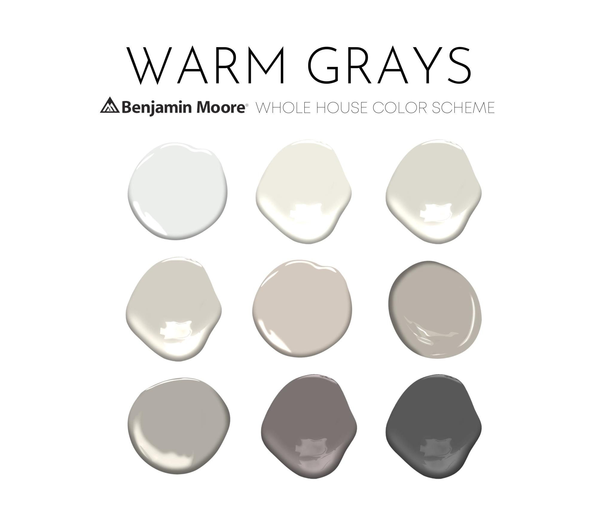 Warm Grays Benjamin Moore Paint Palette Neutral Interior - Etsy