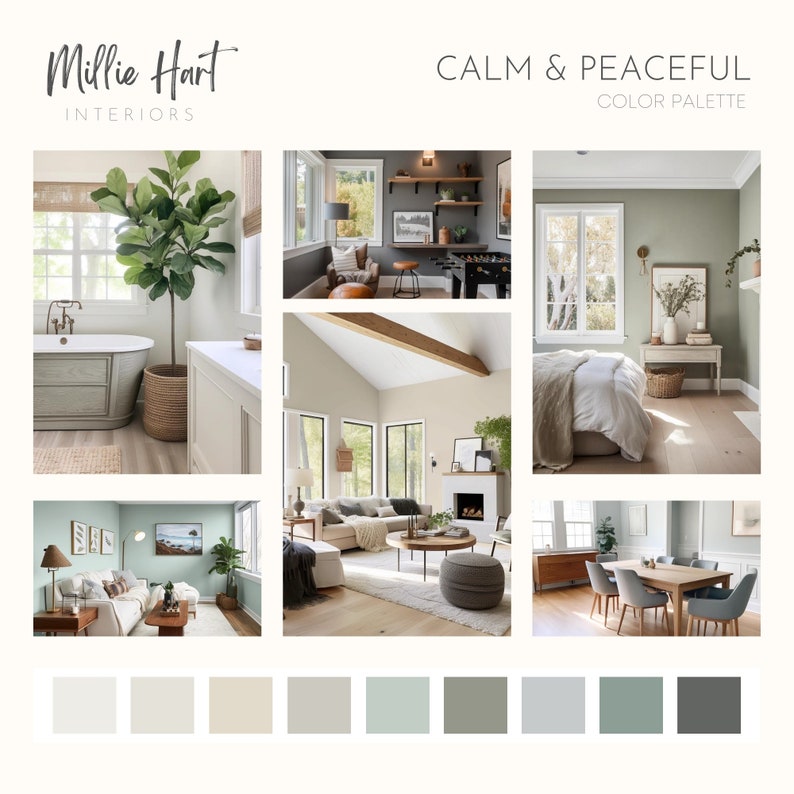 Calm and Peaceful Sherwin Williams Paint Palette, Modern Neutral Calm ...