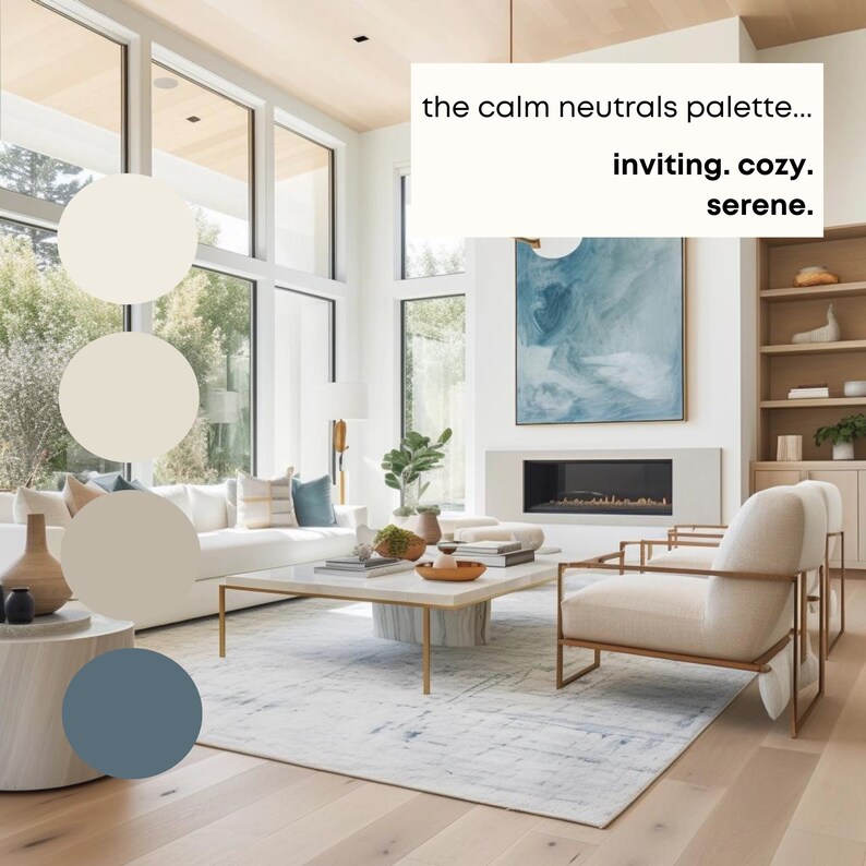 Calm Neutrals Benjamin Moore Paint Palette, Modern Neutral Calm Coastal ...