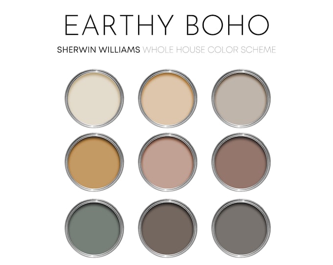 Earthy Paint Color Scheme, Premade Paint Palette, Sherwin Williams ...
