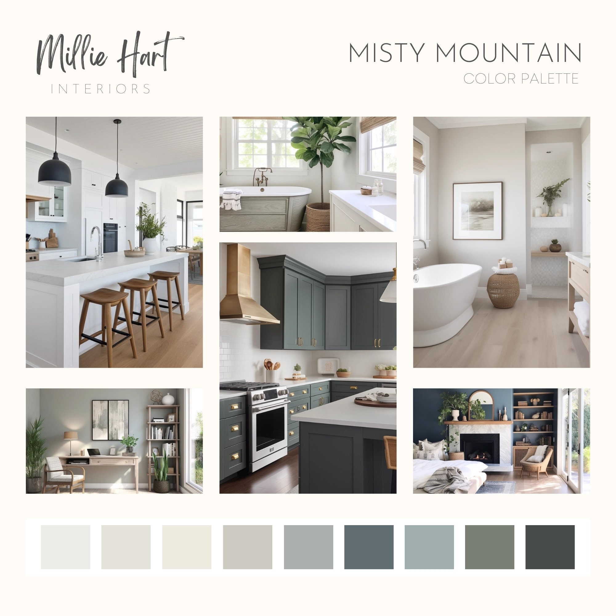 Misty Mountain Benjamin Moore Paint Palette, Interior Paint Colors for ...