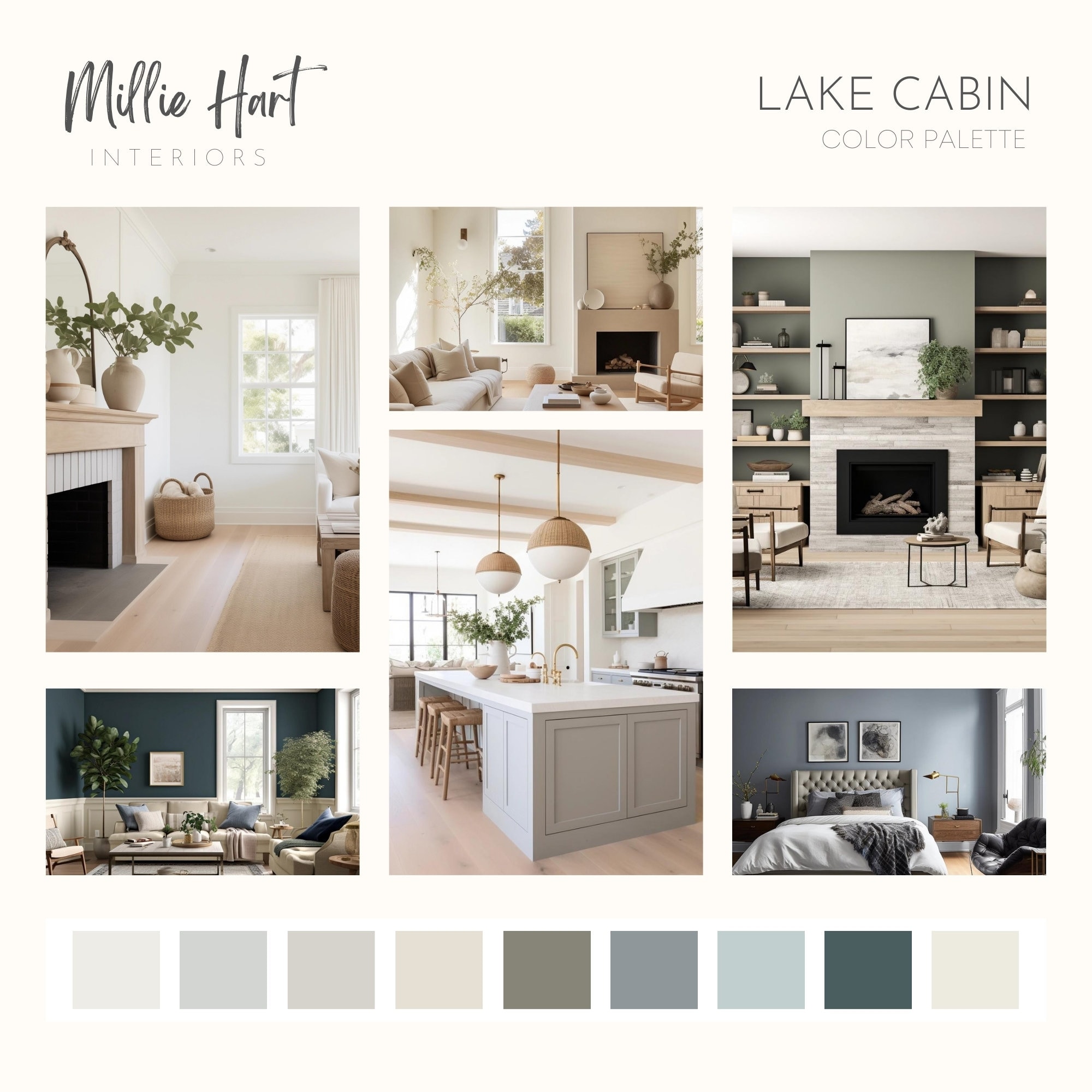 Lake Cabin Sherwin Williams Paint Palette, Calm Coastal Interior Paint ...