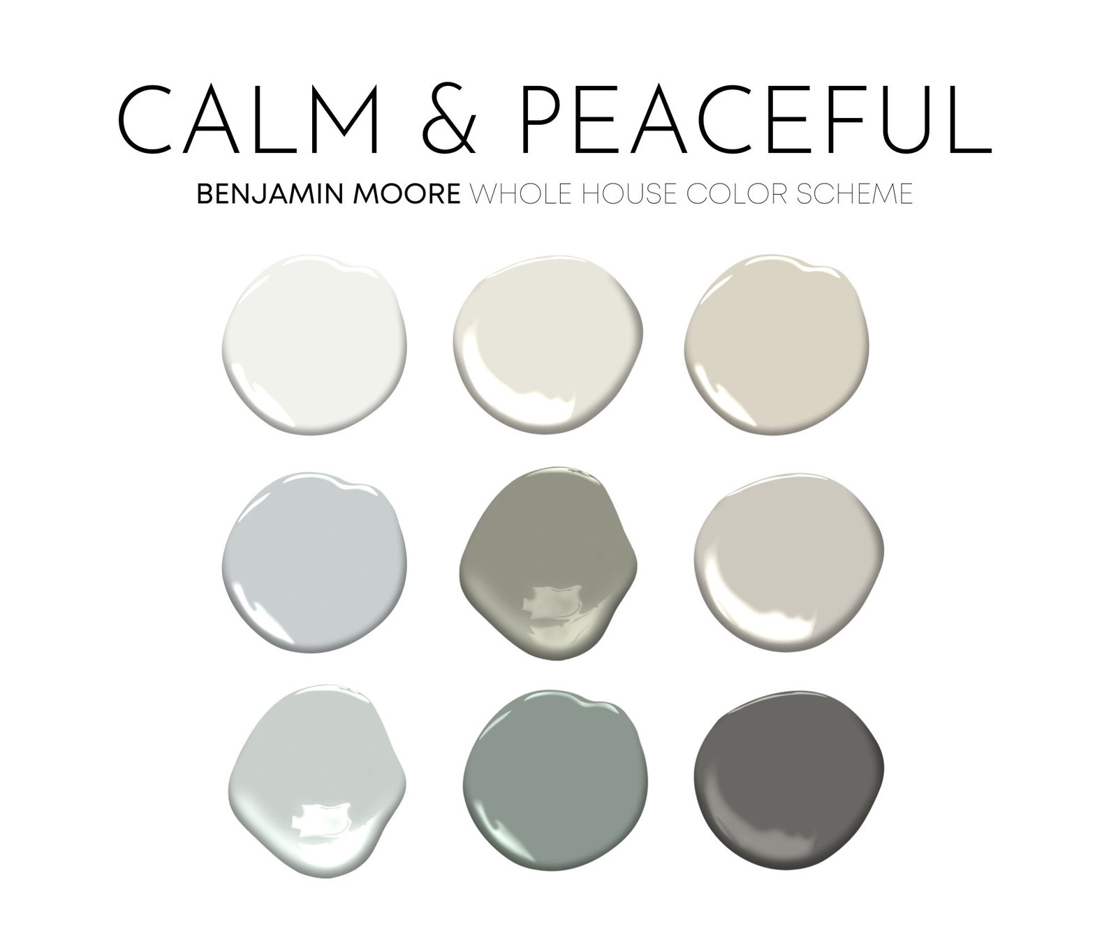 Calm and Peaceful Benjamin Moore Paint Palette Modern Neutral - Etsy