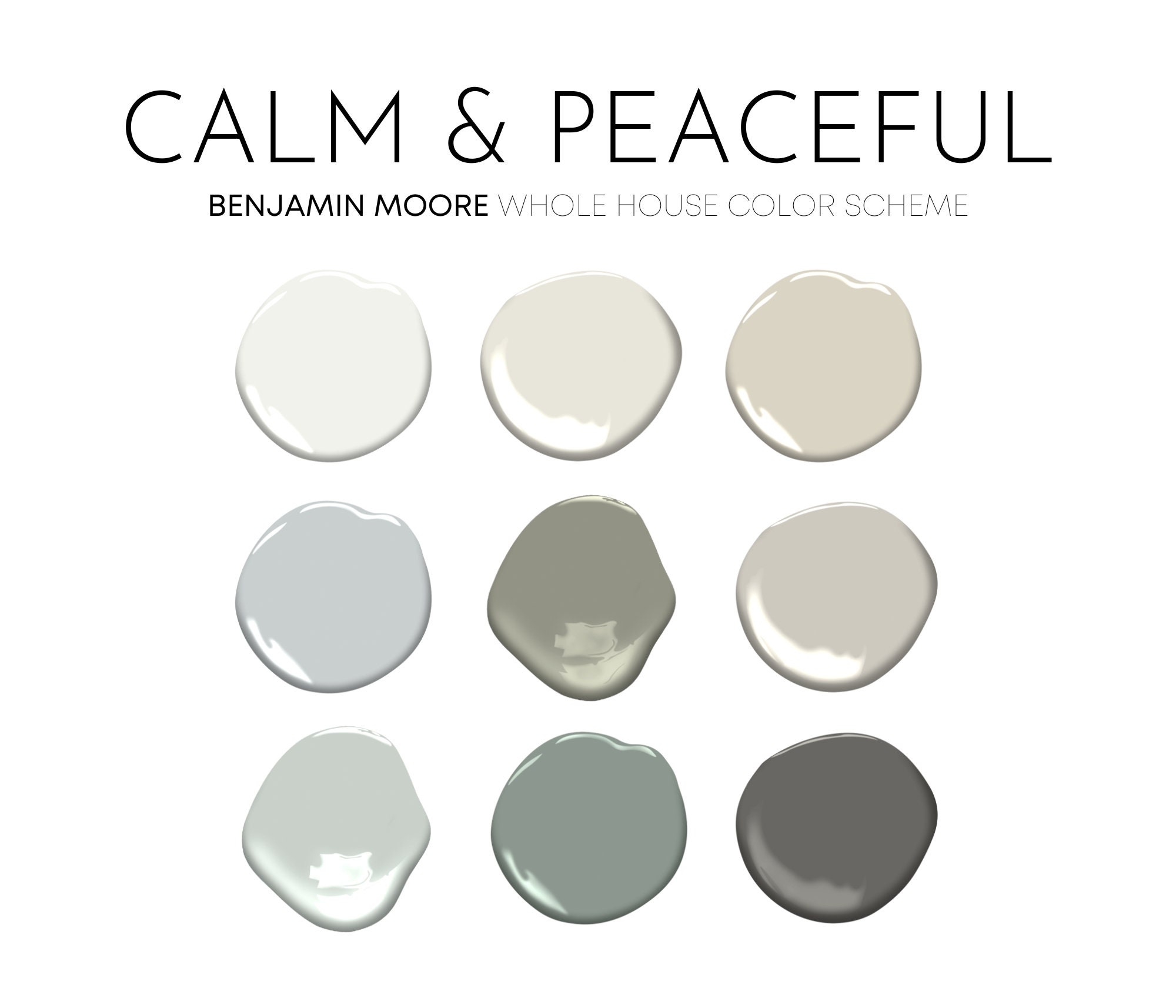 Calm and Peaceful Benjamin Moore Paint Palette Modern Neutral - Etsy