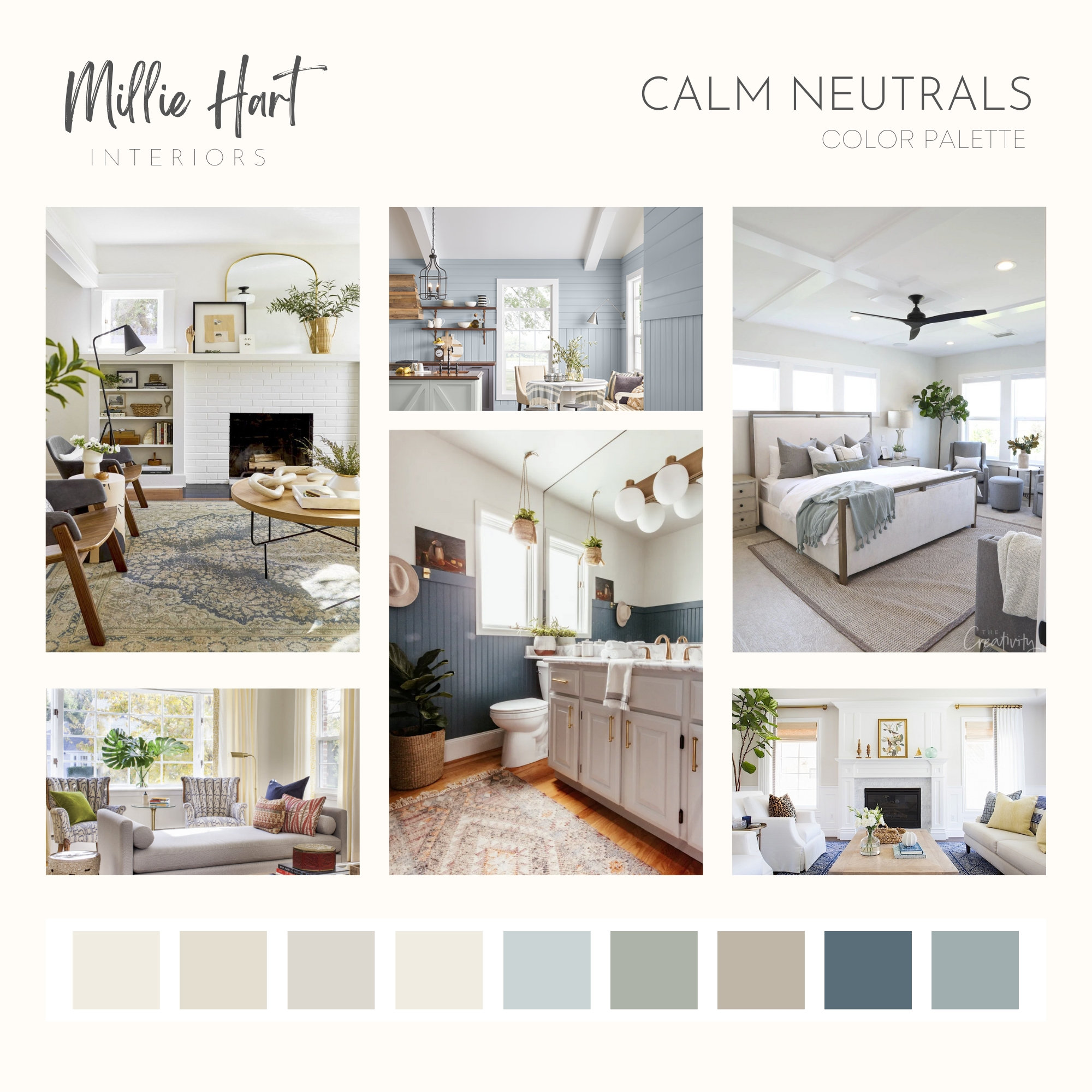 Calm Neutrals Benjamin Moore Paint Palette, Modern Neutral Calm Coastal ...