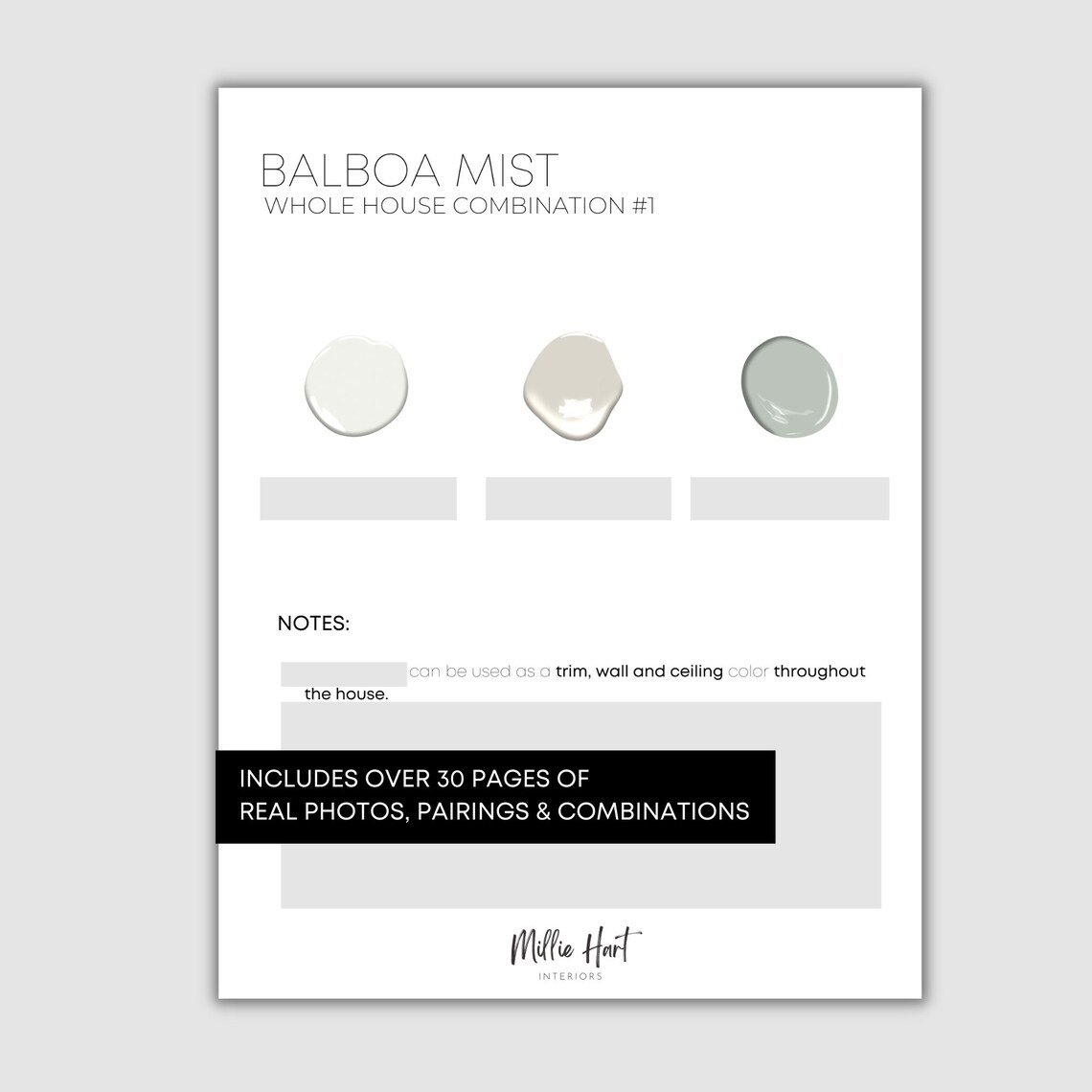 Balboa Mist Benjamin Moore Paint Palette Modern Neutral - Etsy