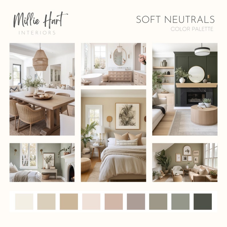 Soft Neutrals Benjamin Moore Paint Palette, Modern Neutrals, Earthy ...