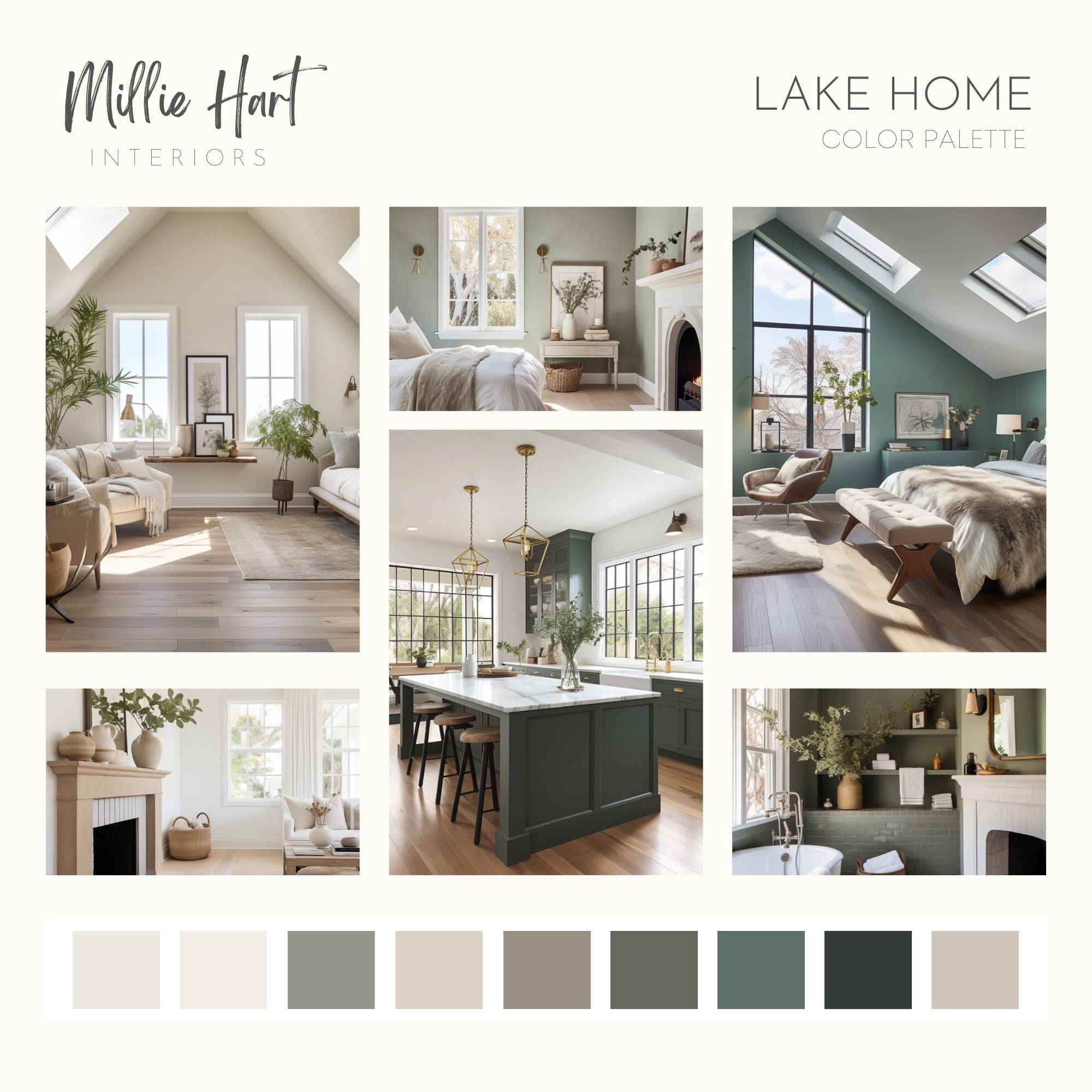 Lake Home Sherwin Williams Paint Palette, Modern Neutrals, Calm Coastal ...