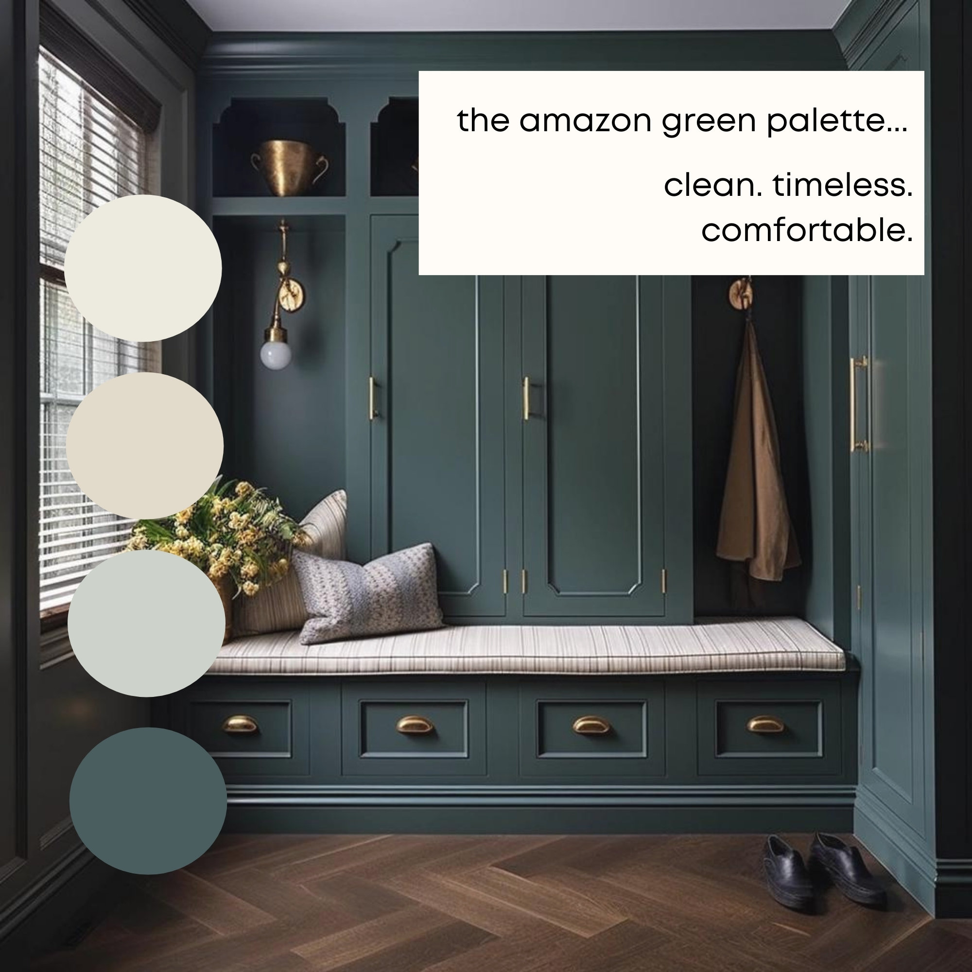 Amazon Green Benjamin Moores Paint Palette, Lake House Neutrals, Calm ...