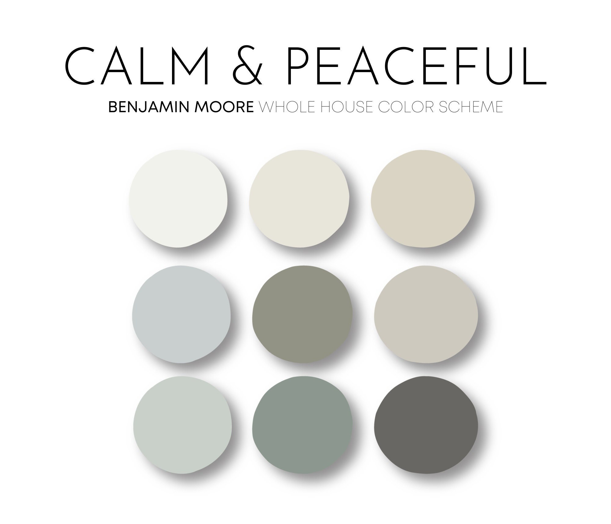 Calm and Peaceful Benjamin Moore Paint Palette Modern Neutral - Etsy