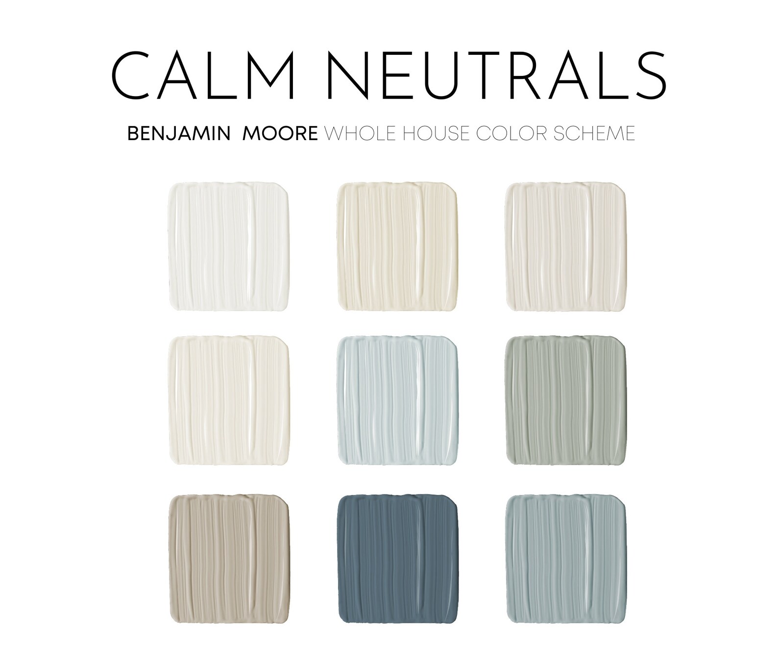 Calm Neutrals Benjamin Moore Paint Palette Modern Neutral - Etsy