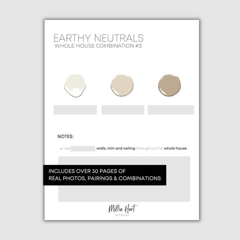 Earthy Neutrals Benjamin Moore Paint Palette Paint Colors for - Etsy