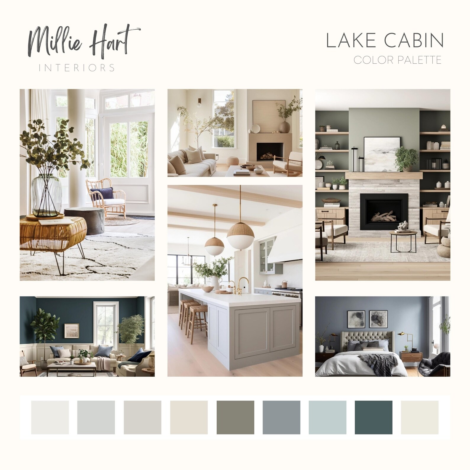 Lake Cabin Sherwin Williams Paint Palette, Calm Coastal Interior Paint ...