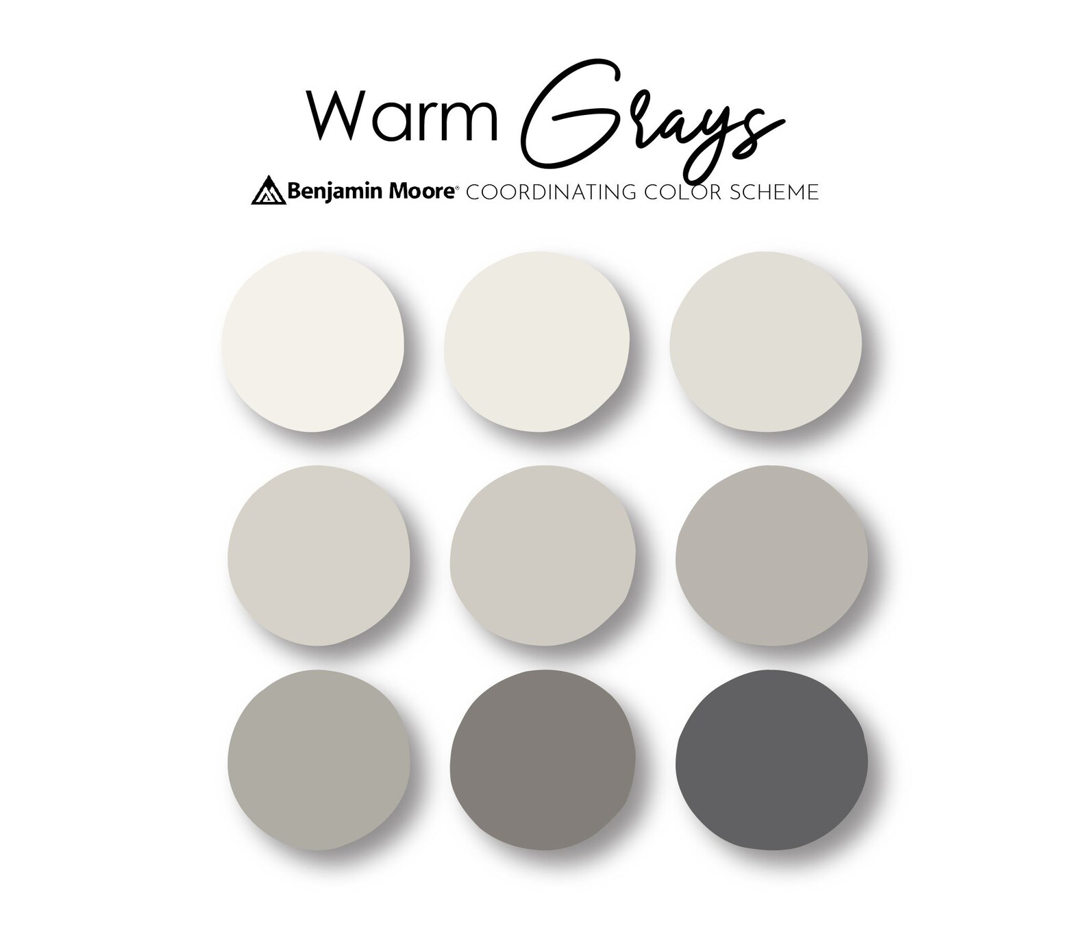 Warm Grays Benjamin Moore Paint Palette Interior Paint - Etsy