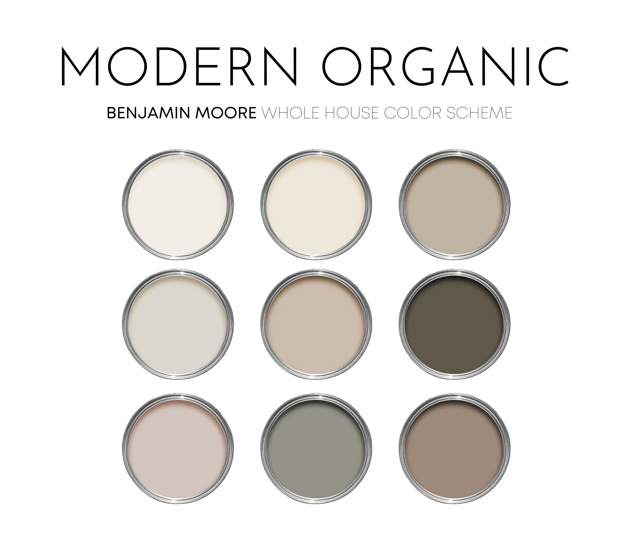 Modern Organic Benjamin Moore Paint Palette, Modern Neutral Calm Boho ...