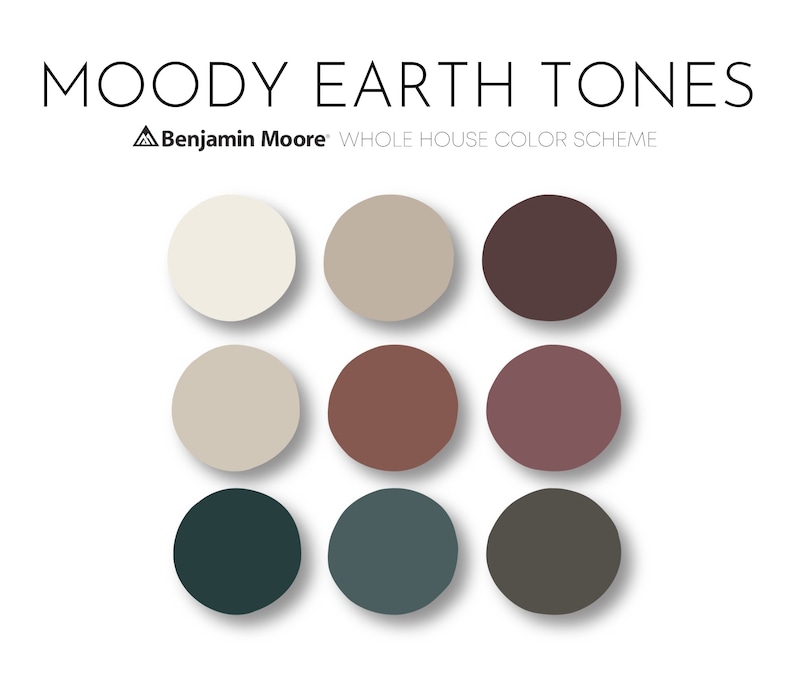 Moody Earth Tones Benjamin Moore Paint Palette Interior Paint - Etsy