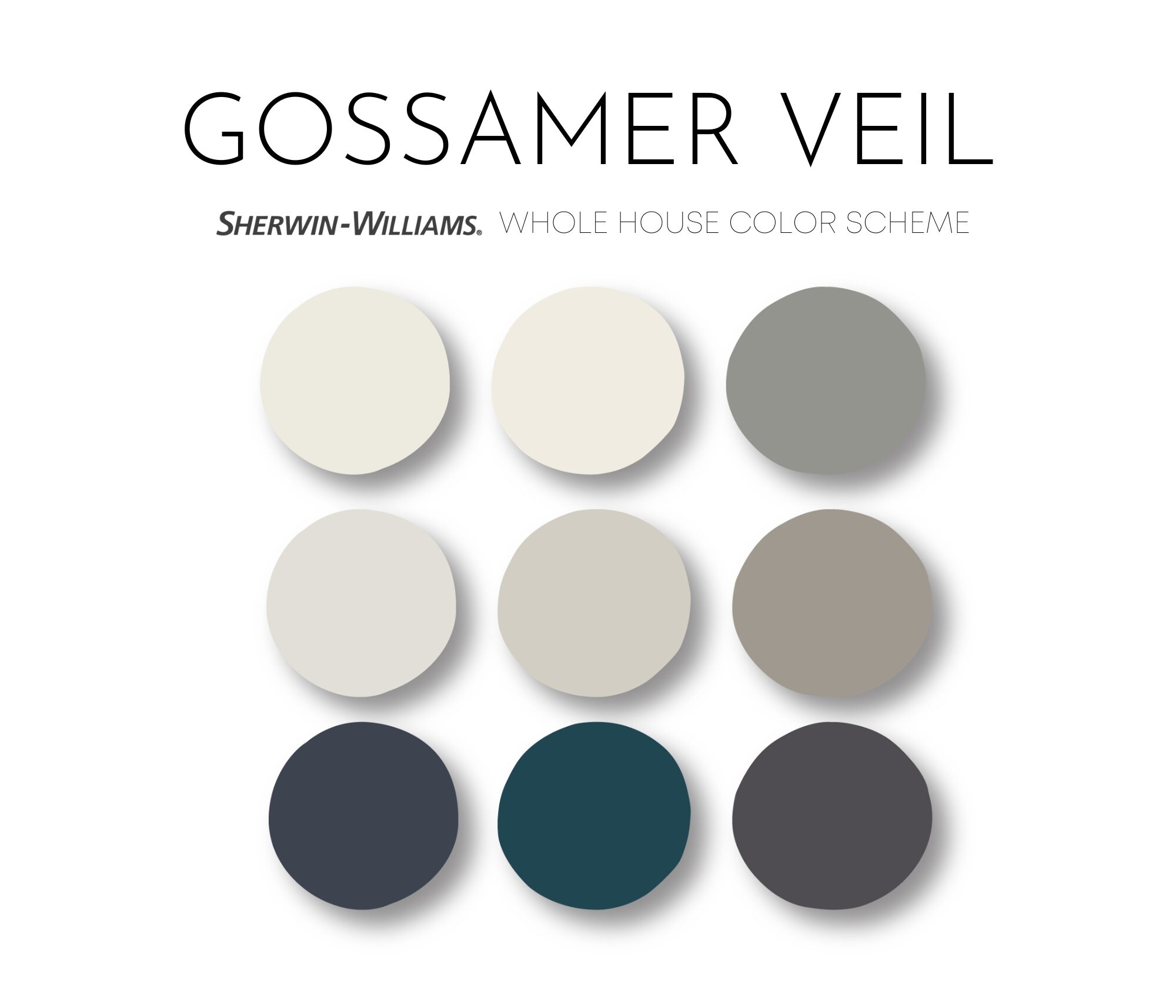Gossamer Veil Sherwin Williams Paint Palette Modern Neutral - Etsy