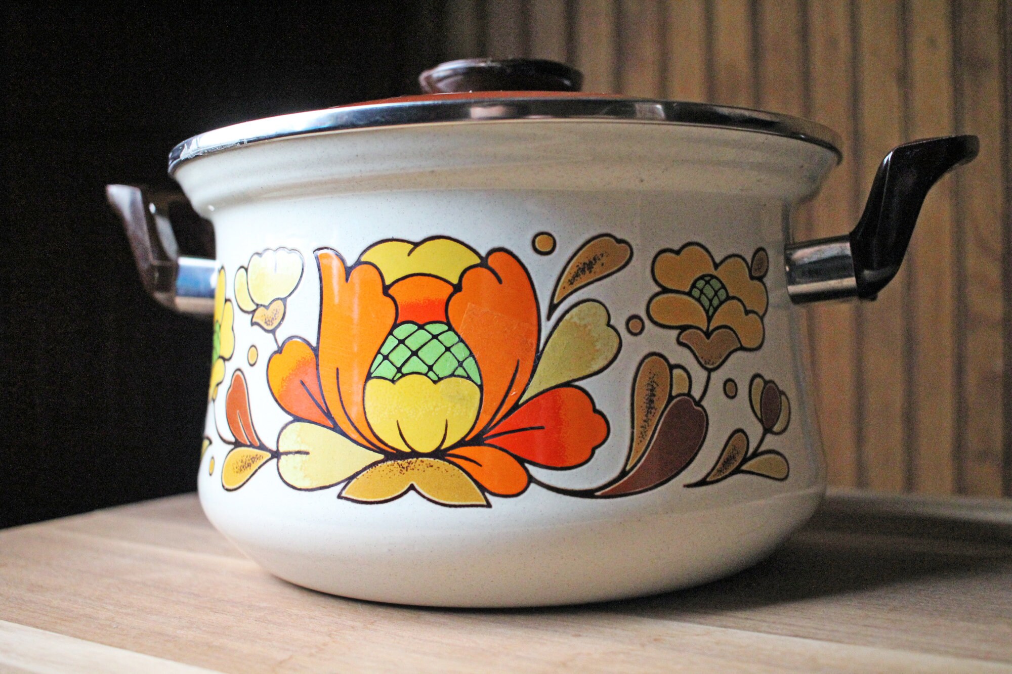 Vintage Sanko Ware 10-inch Enamel Dutch Oven Country Flowers - Etsy