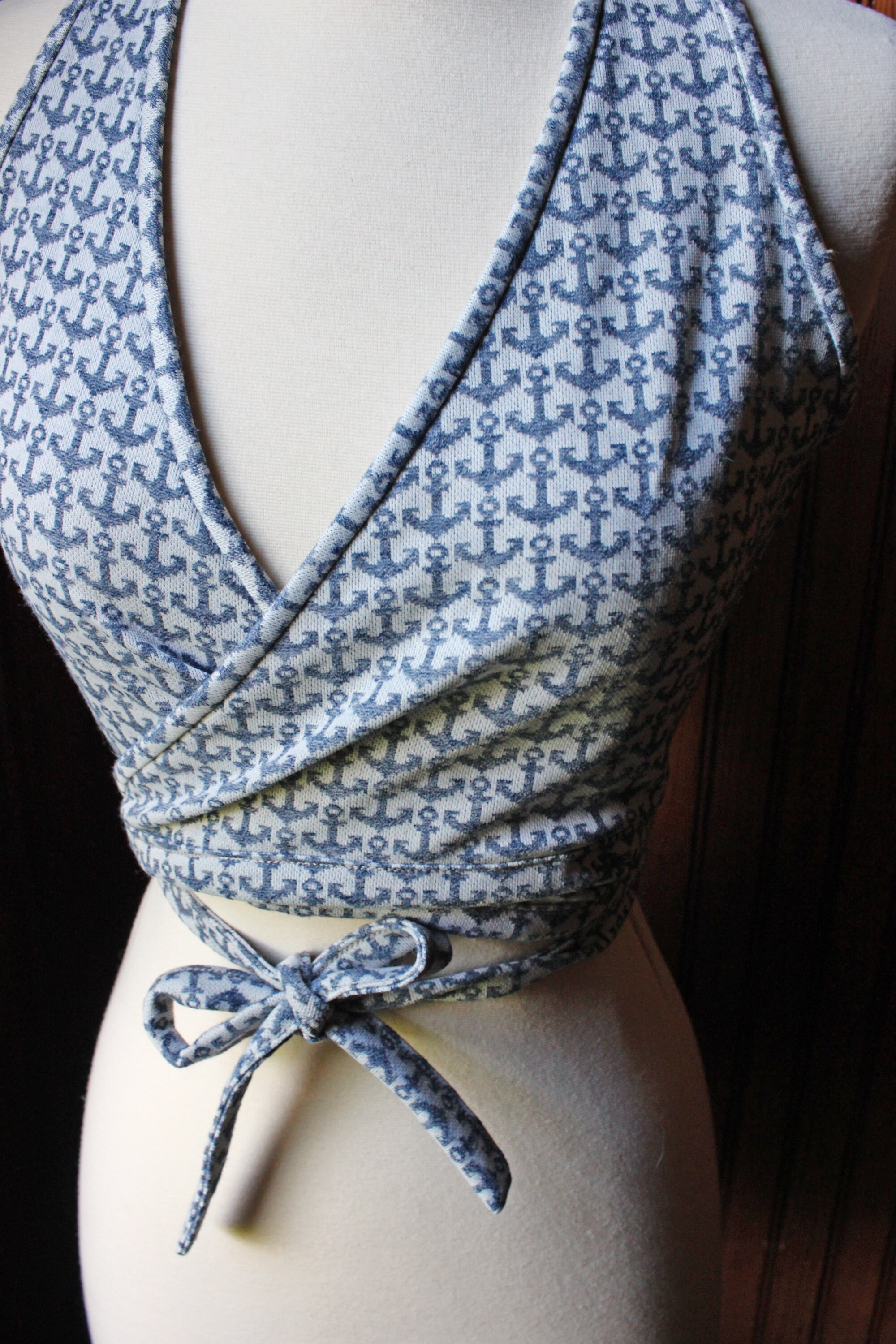 Vintage Inspired HANDMADE Halter Double Knit Wrap Top - Anchors Away ...