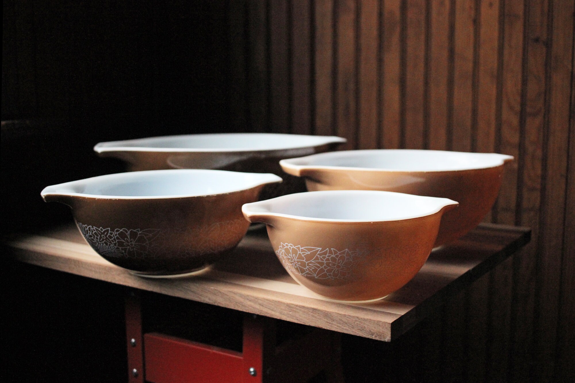 Vintage Brown and Tan WOODLAD Pyrex Cinderella Nesting Mixing | Etsy