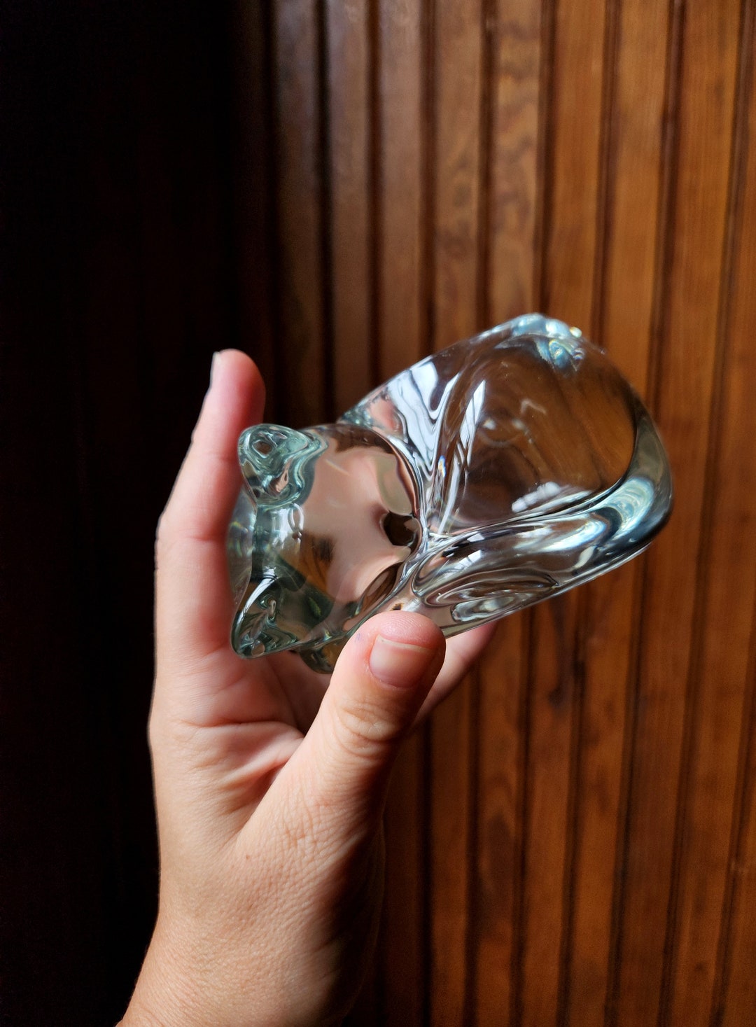 Vintage Indiana Glass SLEEPING CAT Candle Holder Votive - Cat Lover ...