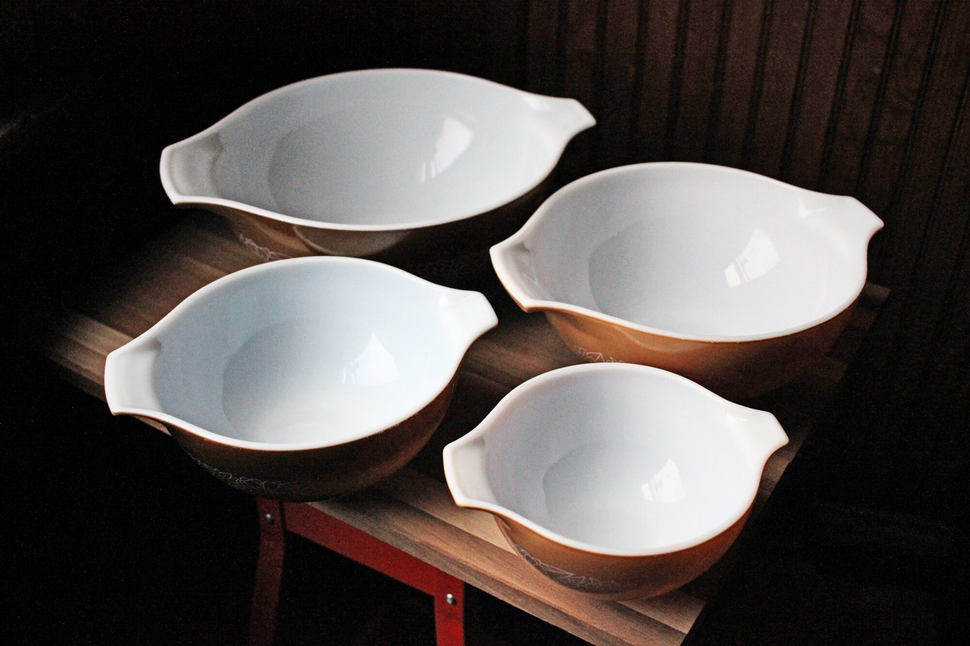 Vintage Brown and Tan WOODLAD Pyrex Cinderella Nesting Mixing | Etsy