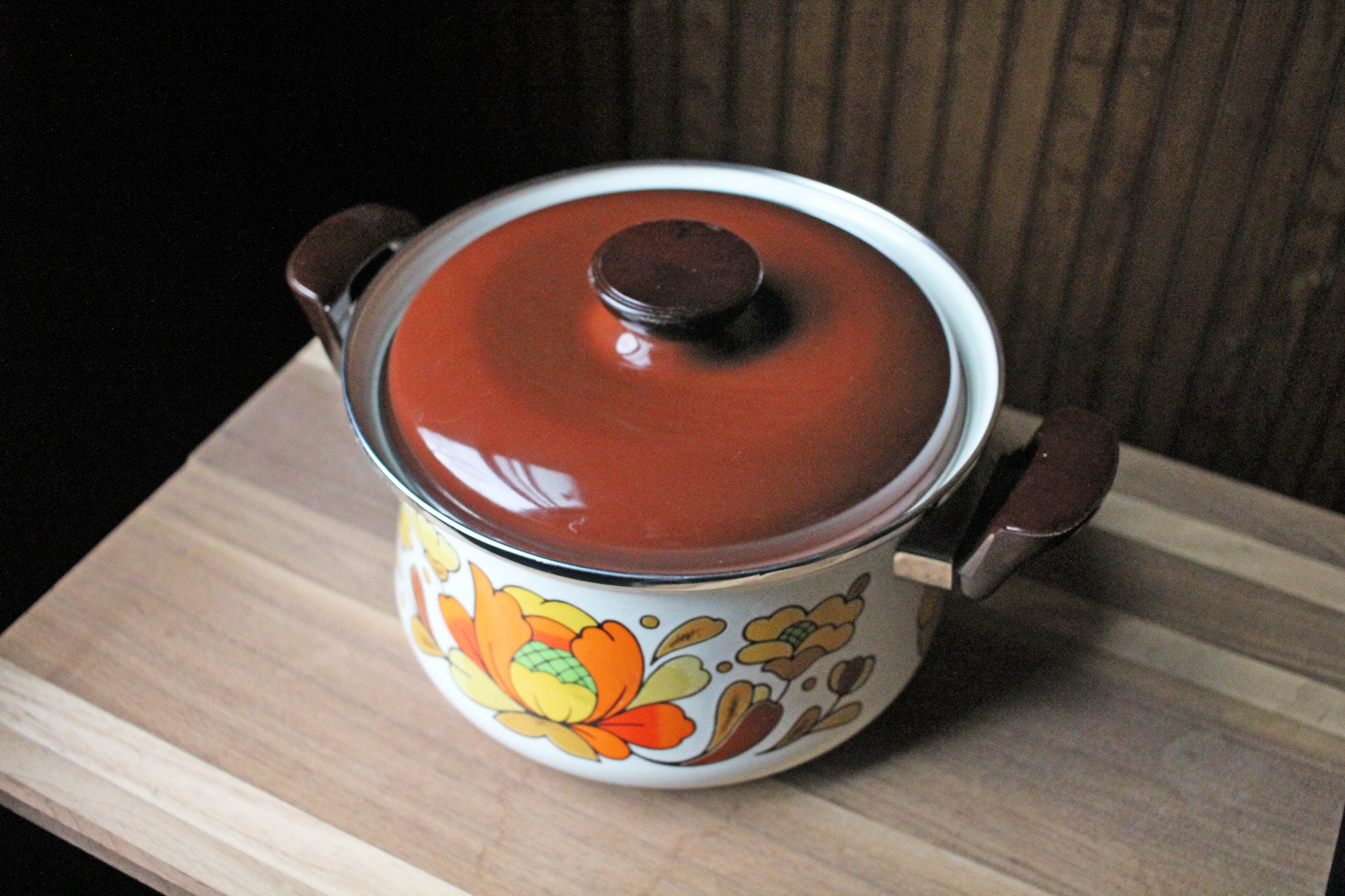 Vintage Sanko Ware 10-inch Enamel Dutch Oven Country Flowers - Etsy
