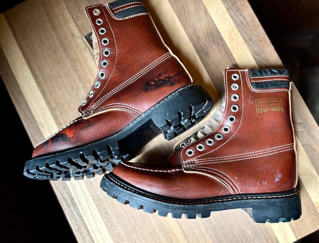 Vintage 1980's Texas Steer "sub-zero Insulated" Moc Toe Leather Lace up ...