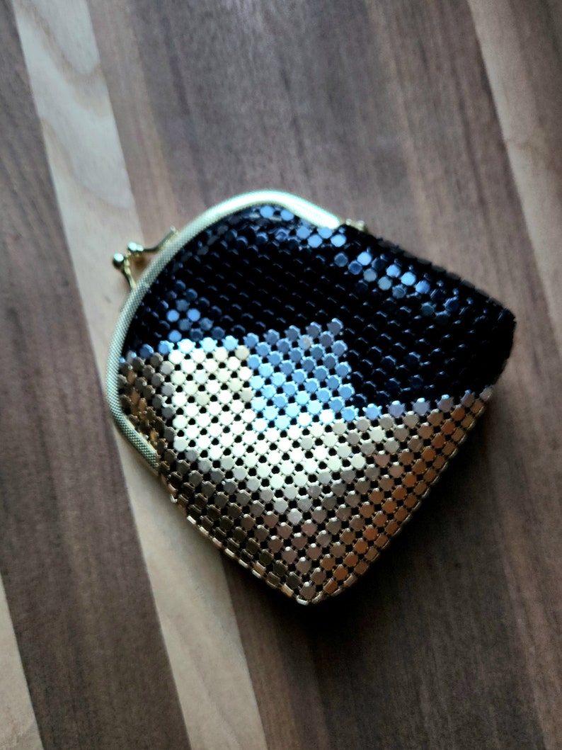 Vintage 1980's Y and S Brand Black Silver and Gold Mesh Chain Coin or ...