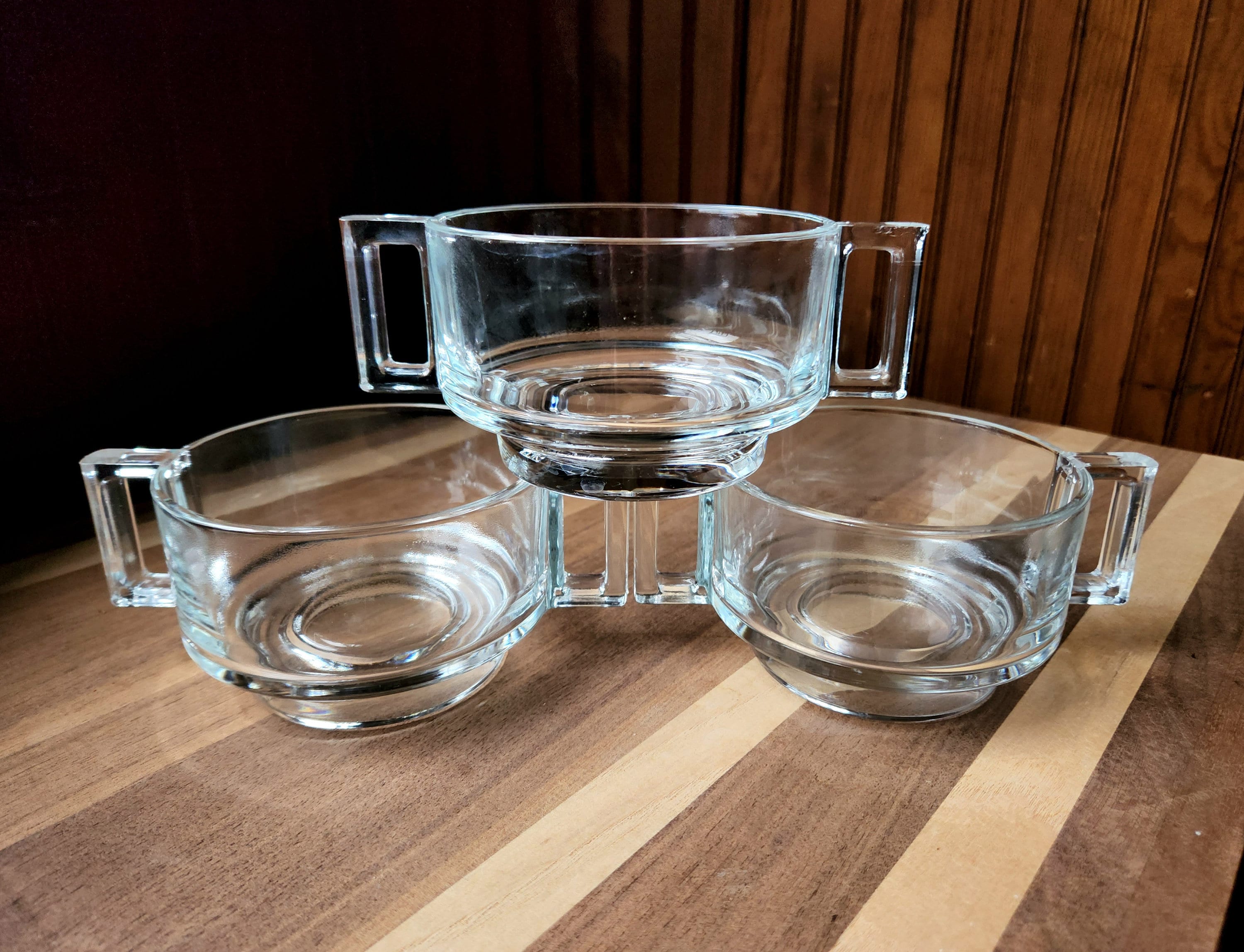 Vintage 1960's Joe Colombo Italora Arno Double Handle Glass Soup Bowl ...