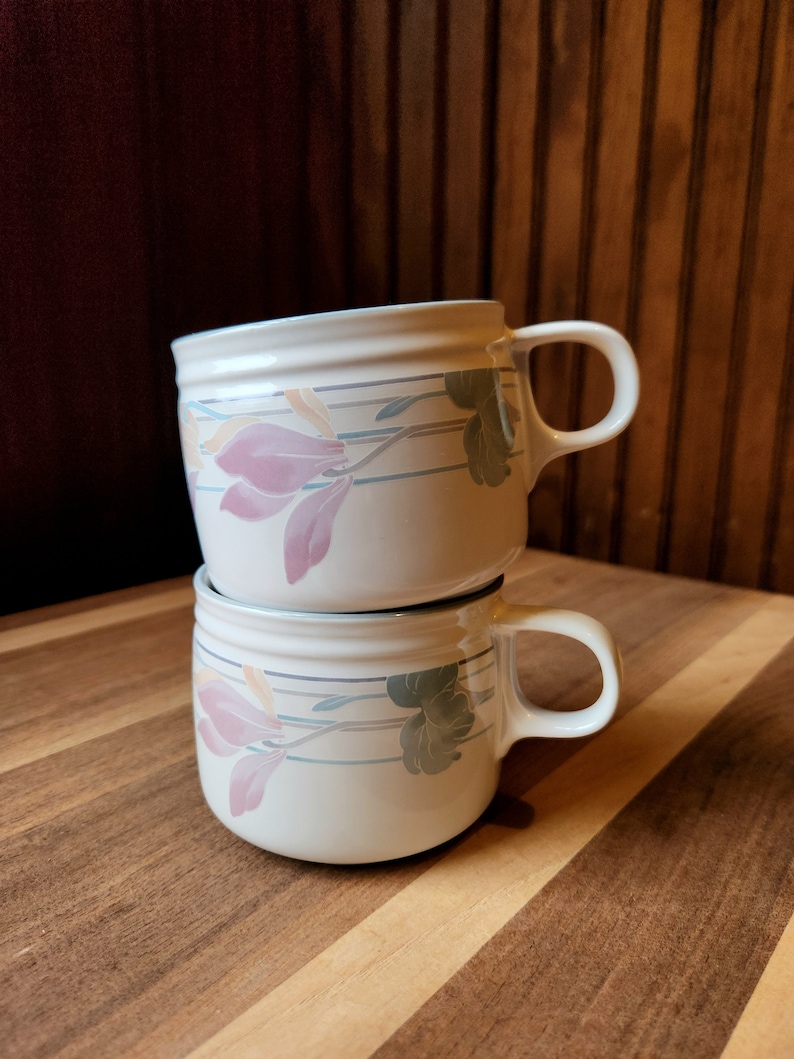 Vintage 1980's Pastel Floral Studio Nova White Ceramic Espresso Coffee ...