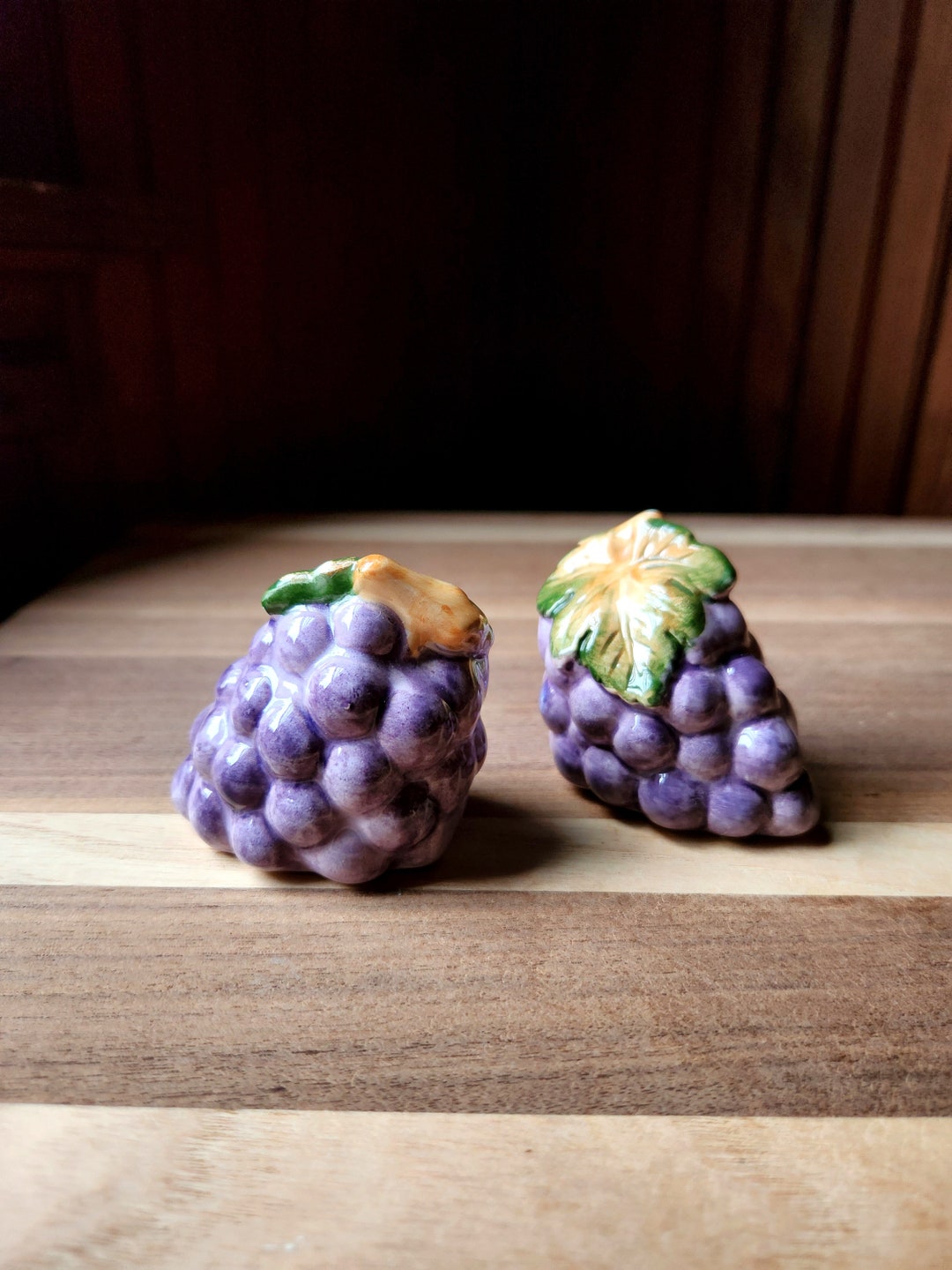 Vintage Purple Grape Vine Ceramic Salt and Pepper Shakers - Etsy