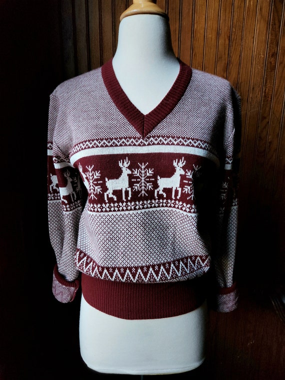 Vintage 1970's Gary Reed Dark Maroon and White Reinde… - Gem