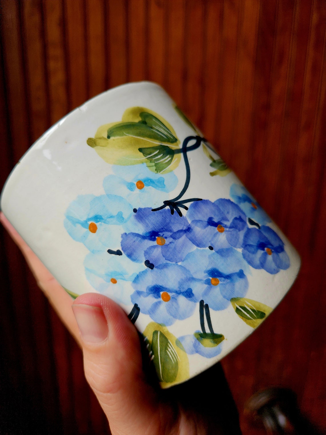 Vintage 1980's Hand Painted Ceramic Planter With Lilac Flowers ...