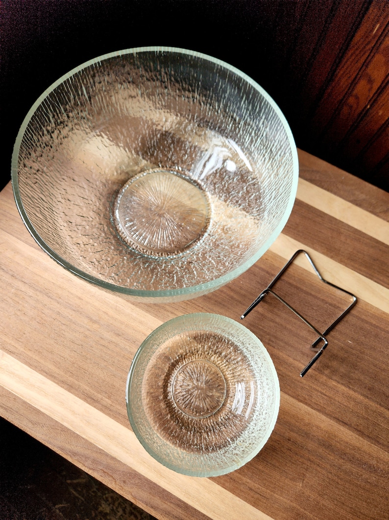 Vintage Indiana Glass Crystal Ice Clear Glass Chip and Dip Bowl Set ...