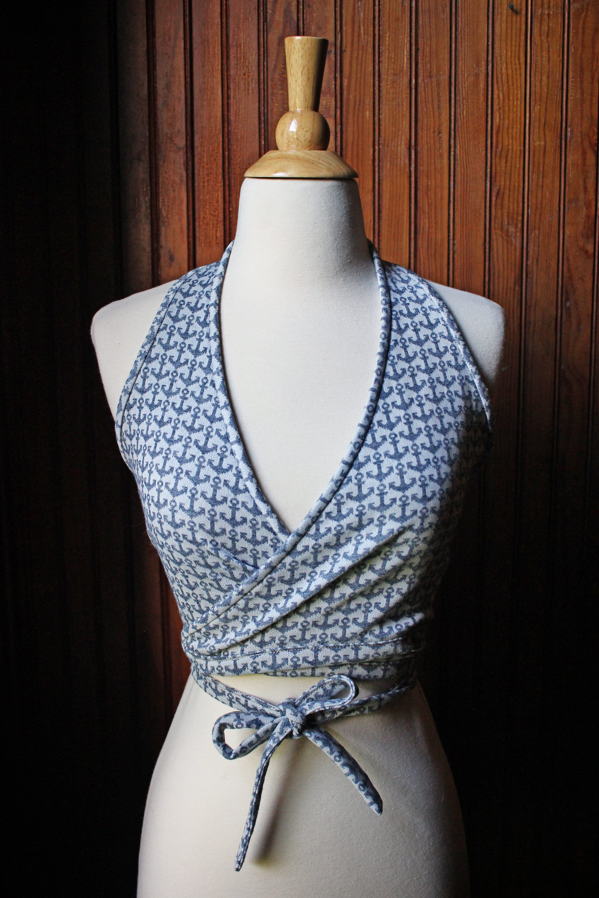 Vintage Inspired HANDMADE Halter Double Knit Wrap Top - Anchors Away ...
