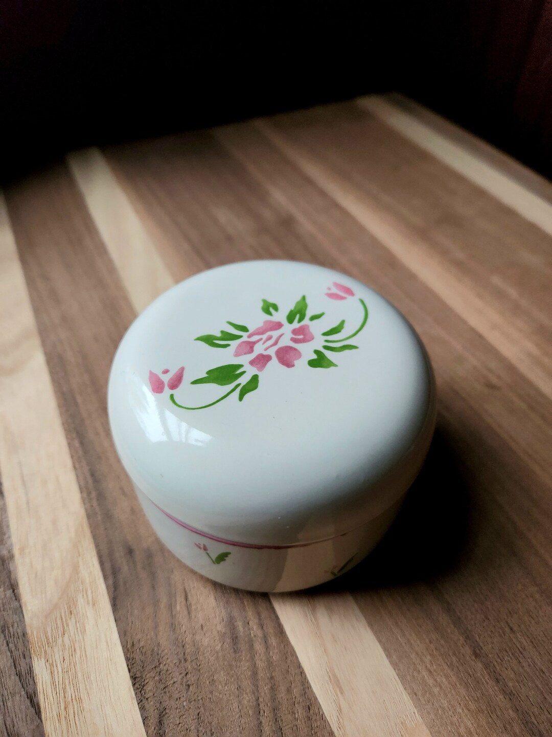 Vintage 1980s Floral Porcelain Trinket Box: Pink Roses & Tulips - Etsy