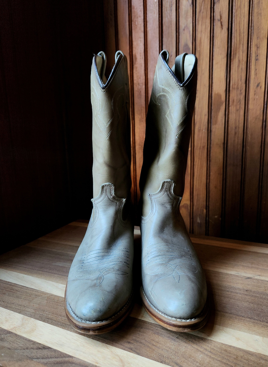 Vintage 70s Dingo Cowboy Boots: Gray Leather Western Style, Men's Size ...